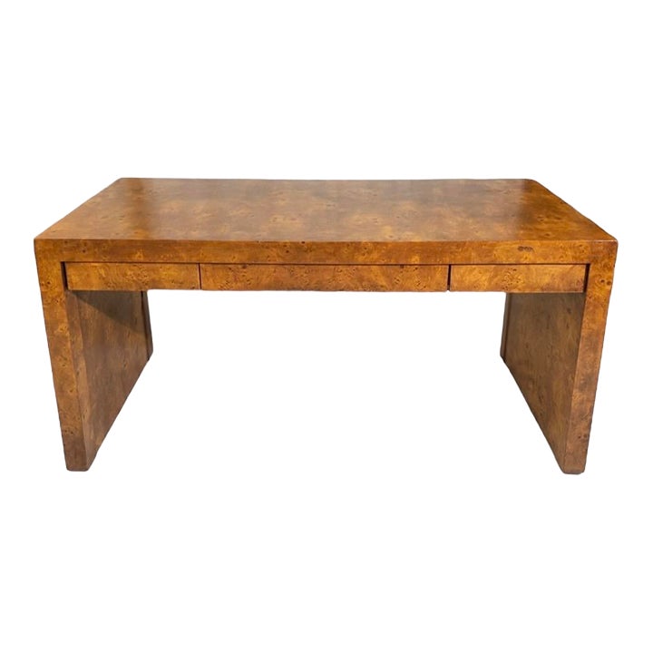 Mid-Century Vintage Parson Style Burlwood Desk | Chairish