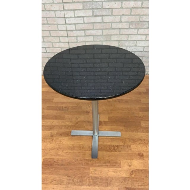 1990s Vintage Round Granite Top Bistro Side Tables - Pair | Chairish
