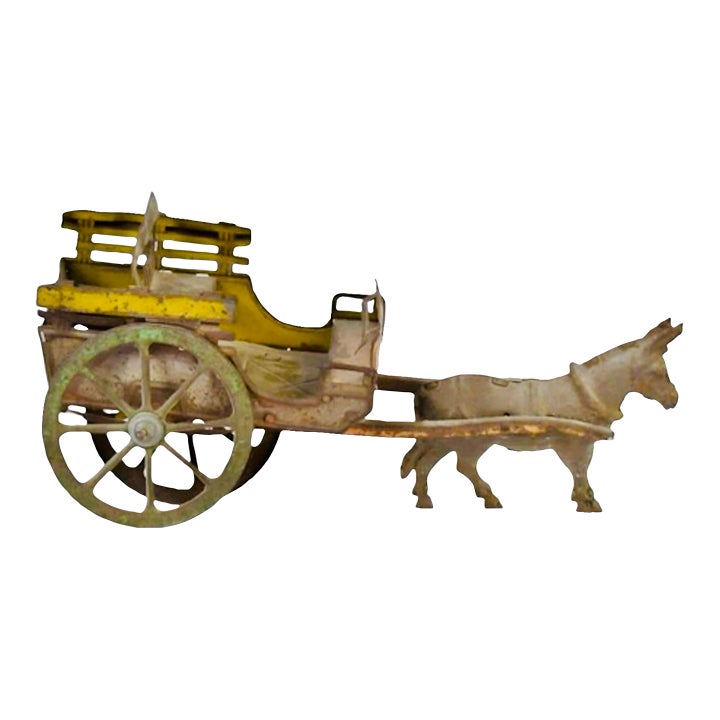 Antique French Tin Mule Driven Wagon | Chairish