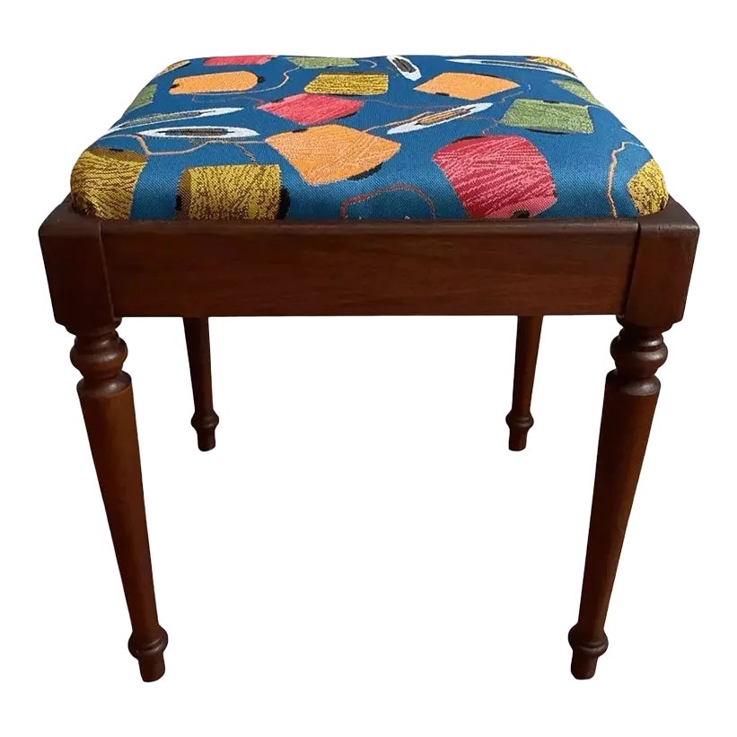 Mid 20th Century Vintage Singer Sewing Machine Stool Upholstered Seat ...