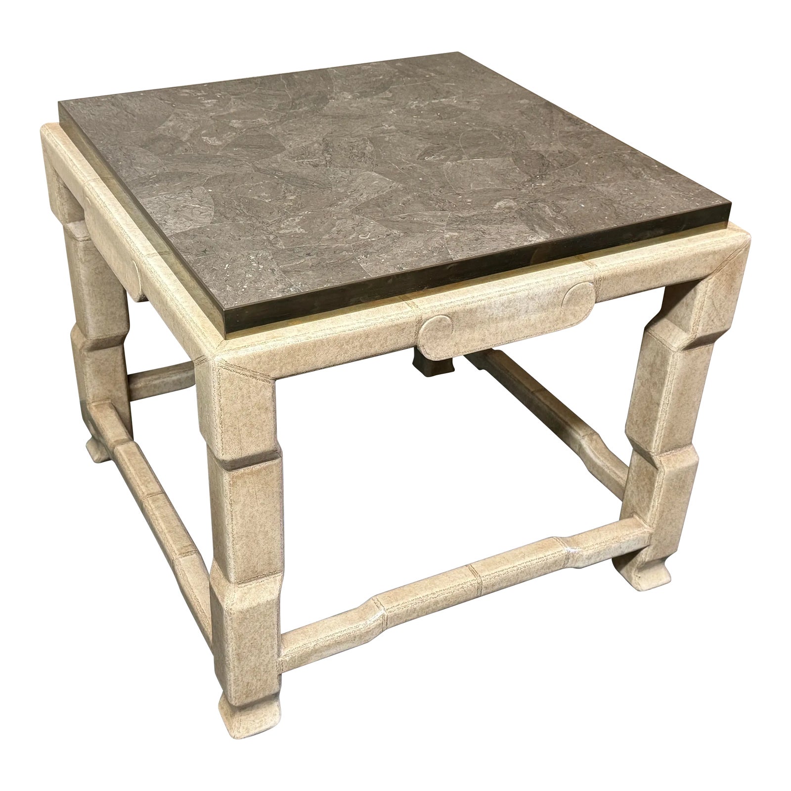 Vintage Marge Carson Stone Top Side Table | Chairish