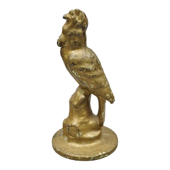 Antique Cast Iron Gold Painted 7" Cockatoo Parrot Figurine Bookend ...