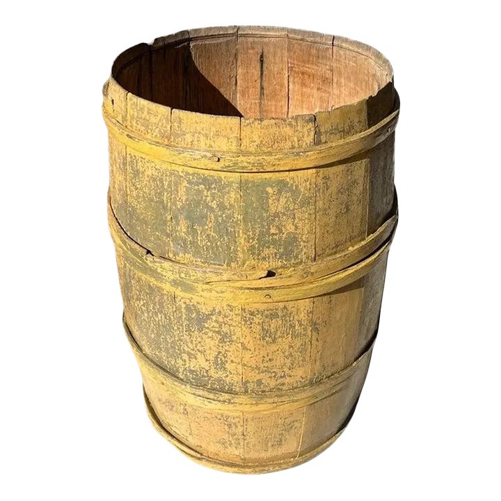 19th Century Original Mustard Painted Barrel | Chairish