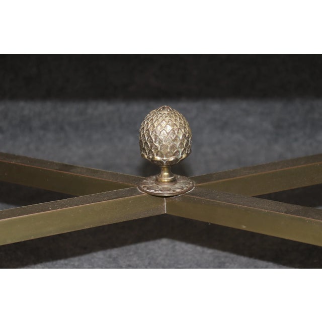 Maison Jansen Style Brass and Glass Top Coffee Table With Pineapple ...