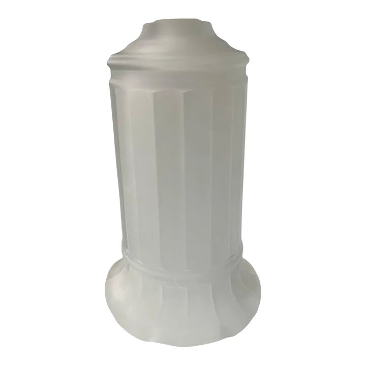 Vianne France White Glass Art Deco Cylinder Lamp Shade | Chairish