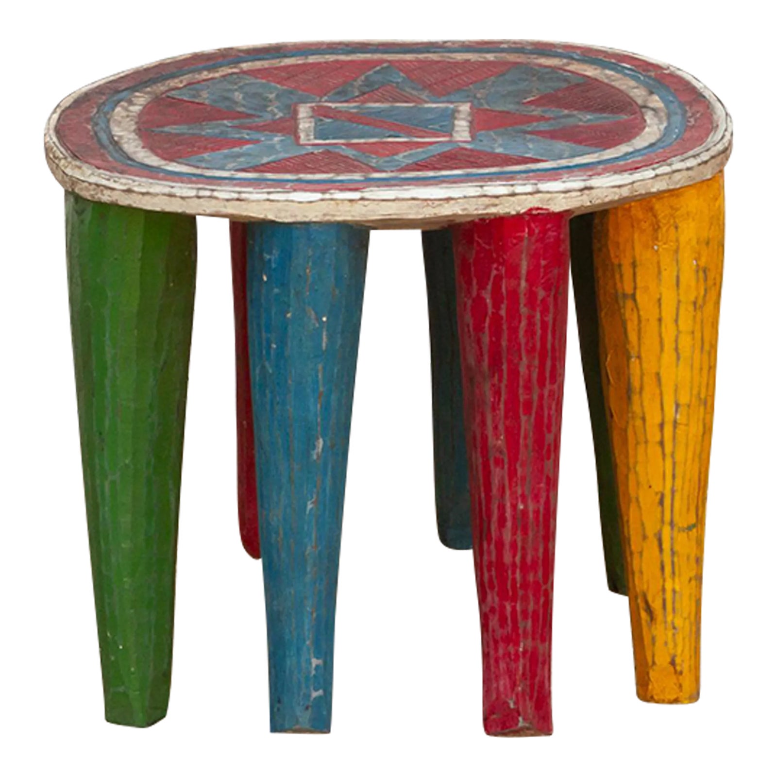 Bold & Colorful African Nupe Oval Table | Chairish