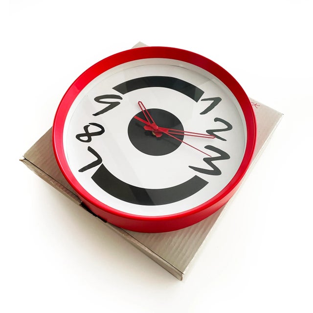 1980s Postmodern Red Wall Clock | Chairish