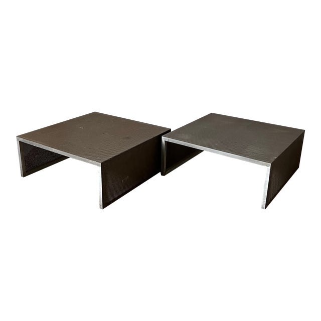 Pair 20th Century Modern Metal Coffee Tables | Chairish