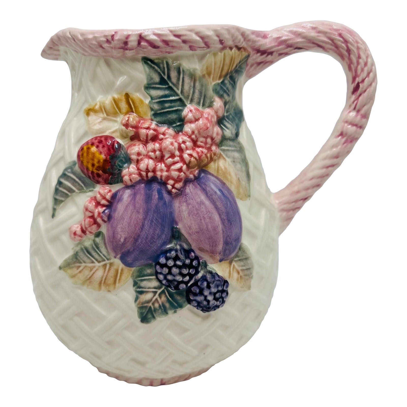 Palm Beach Style Basket Weave Pitcher | Chairish