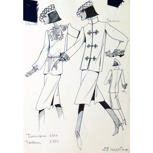 Jean Patou, French Haute Couture Fashion Sketch - Embellished Jacket ...