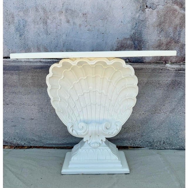 White Shell Form Hollywood Regency Console Table | Chairish