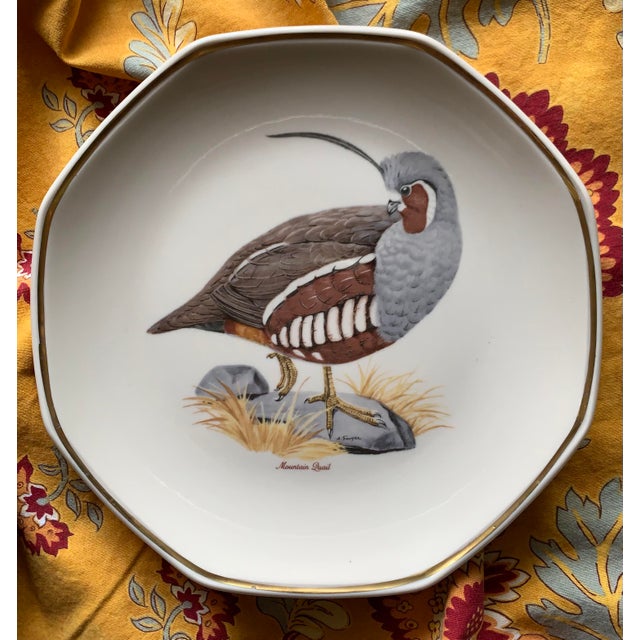 Vintage Quail Bird Octagonal Plates - Set of 6 | Chairish