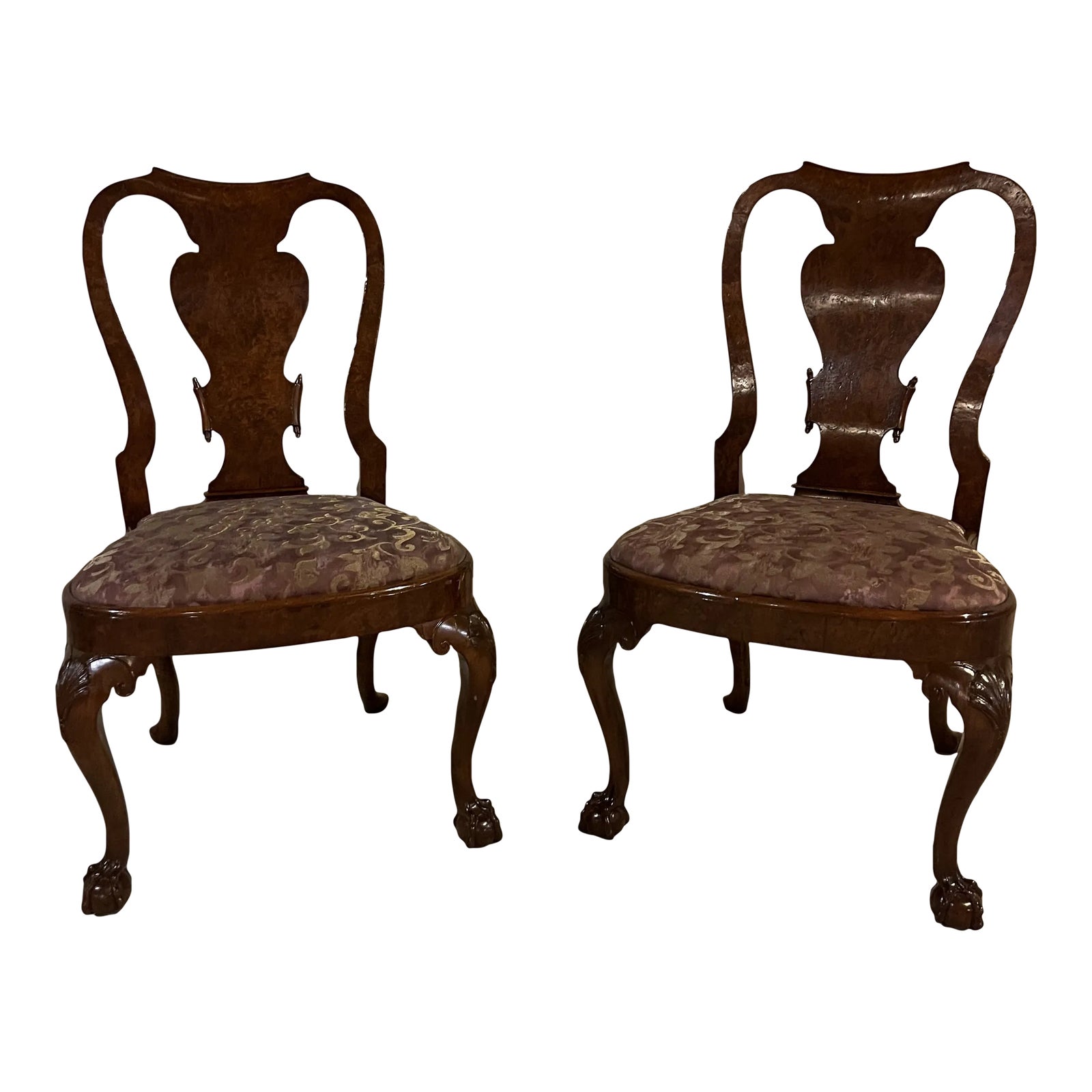 Late 19th Century Pair of English Centenial Chairs in the Queen Anne ...
