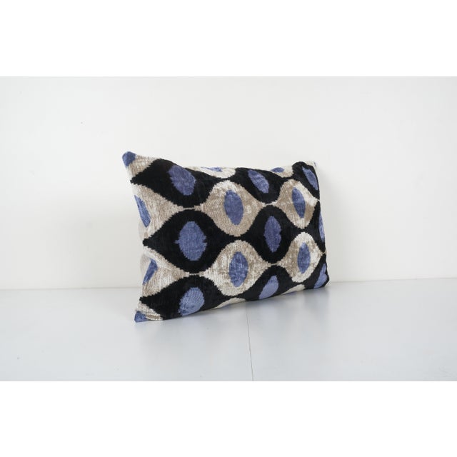 Silk Ikat Velvet Polka Dot Blue Pillow Cover | Chairish