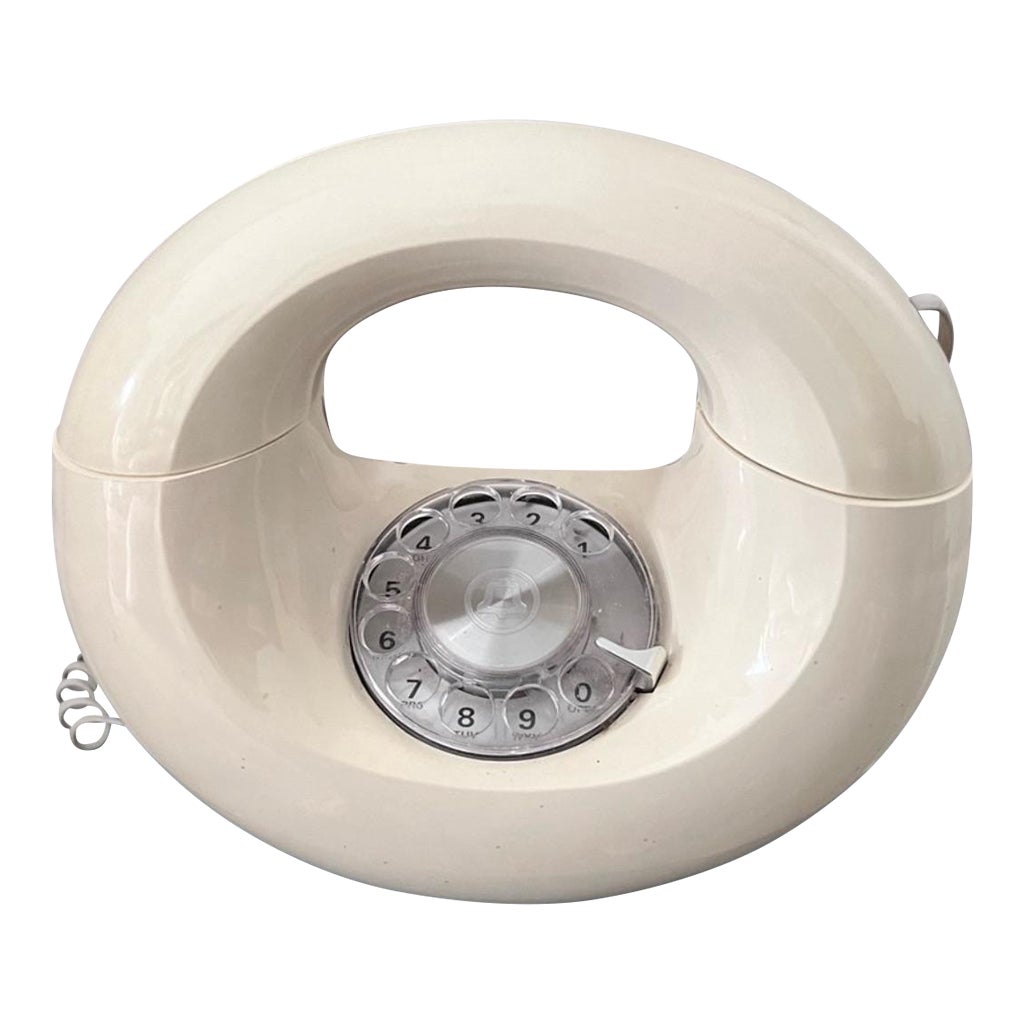 Vintage 1970s White Donut Dial Phone | Chairish