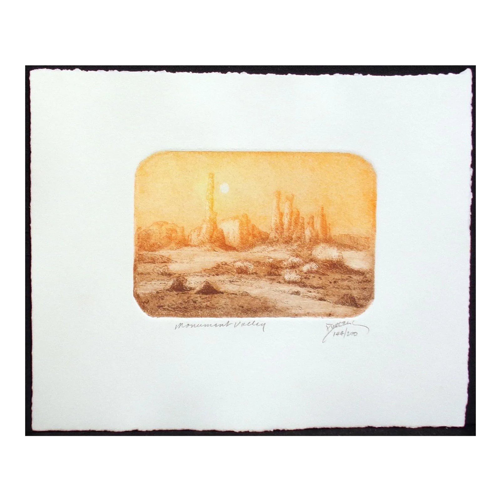 1980s Small Signed Numbered Western Art Etching "Monument Valley" by ...