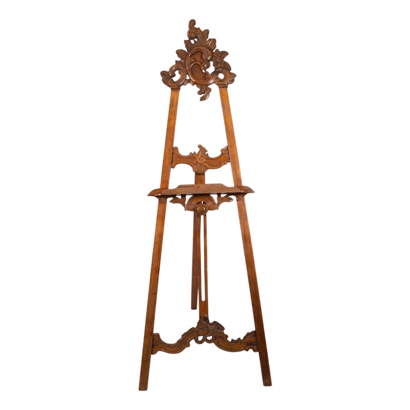 Antique Rococo Revival Walnut Artist's Easel, 1880 | Chairish