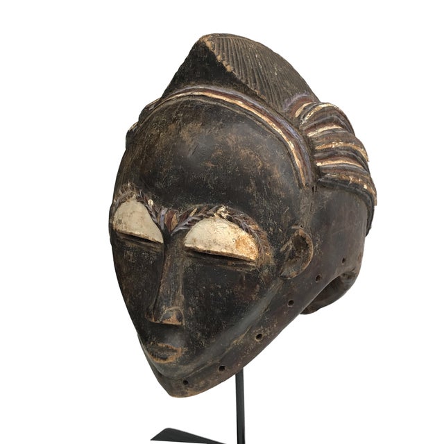 1980s Baule Tribe Helmet Mblo Kapan Mask on Custom Stand | Chairish