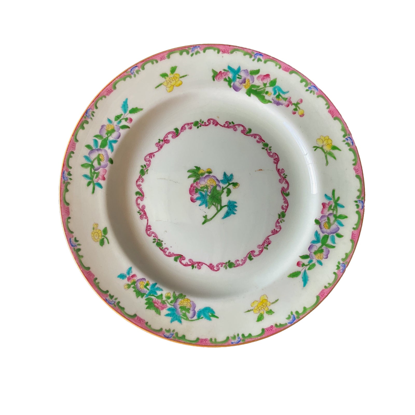 Minton Dinner Plate Circa 1918 "Minton Rose" Pattern in Pink | Chairish