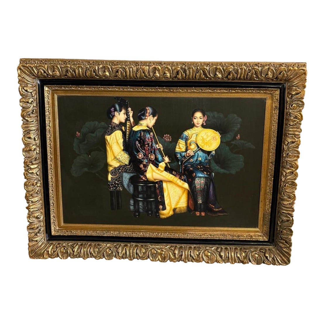 19th Century Chinese Realist Court Portrait With Carved Baroque Frame ...