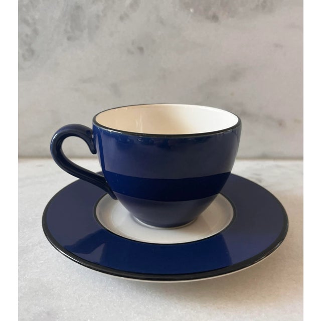 Vintage Italian Pagnossin Trevino Blue Coffee Cups and Saucers - Set of ...