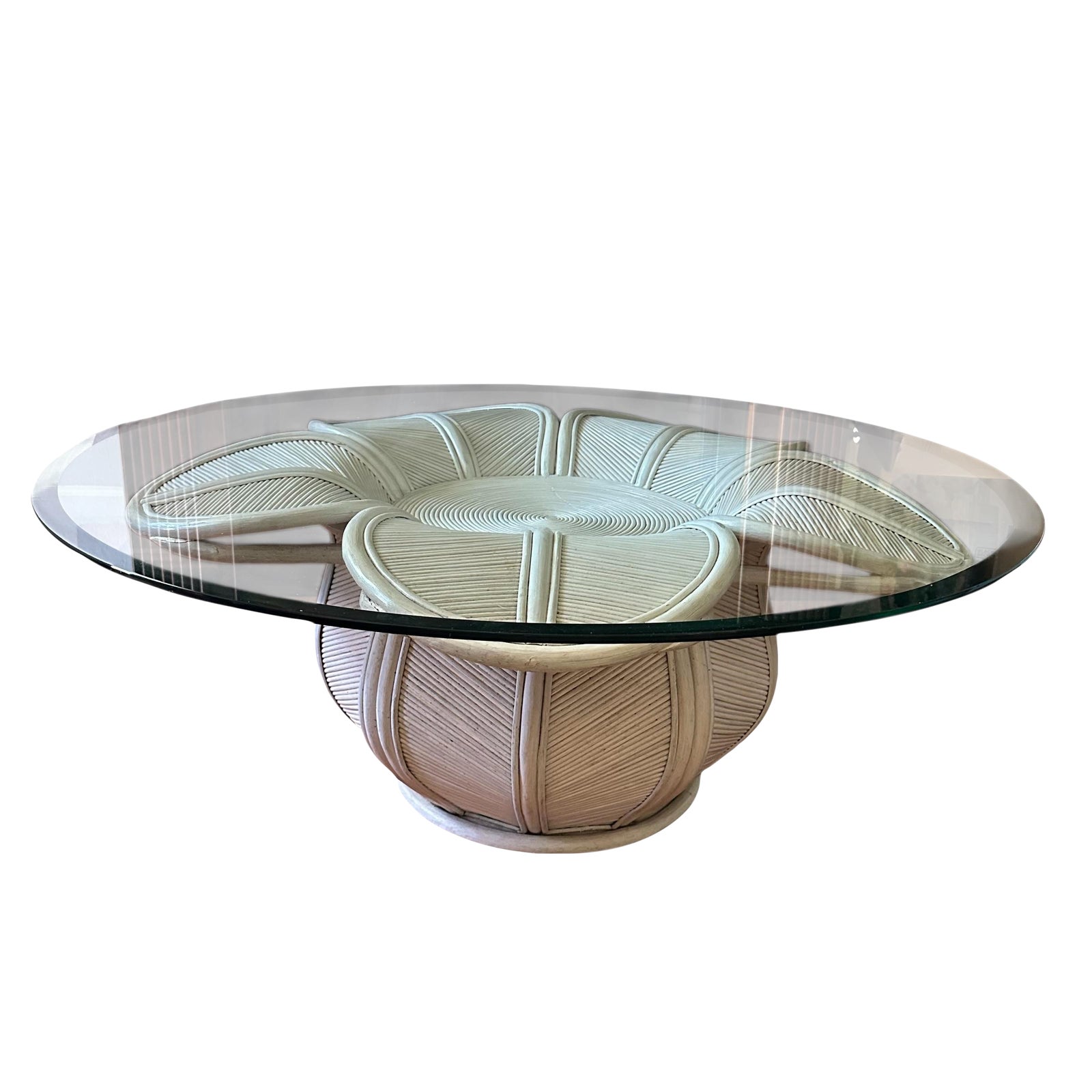 Gabriella Crespi Style Pencil Reed Bell Flower Coffee Table | Chairish