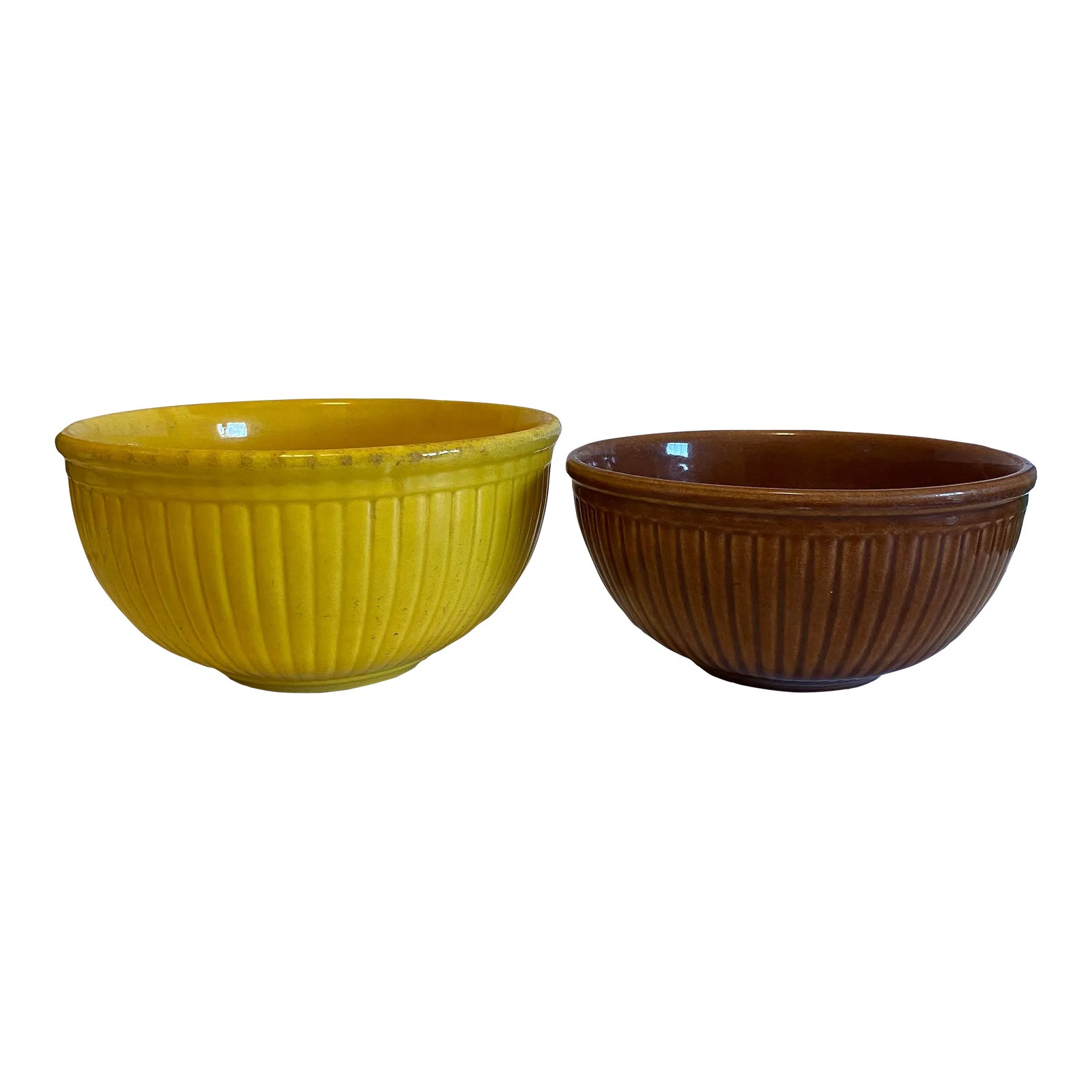 1930s Red Wing Gypsy Ceramic Mixing Bowls - a Pair | Chairish