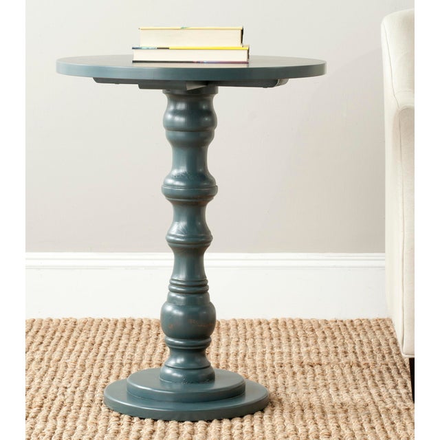 Round Top Accent Table in Steel Teal | Chairish