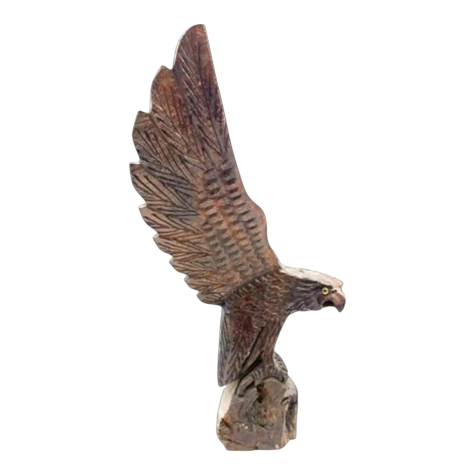 Hand-Carved Wooden Eagle Sculpture – Rustic Wildlife Decor With ...