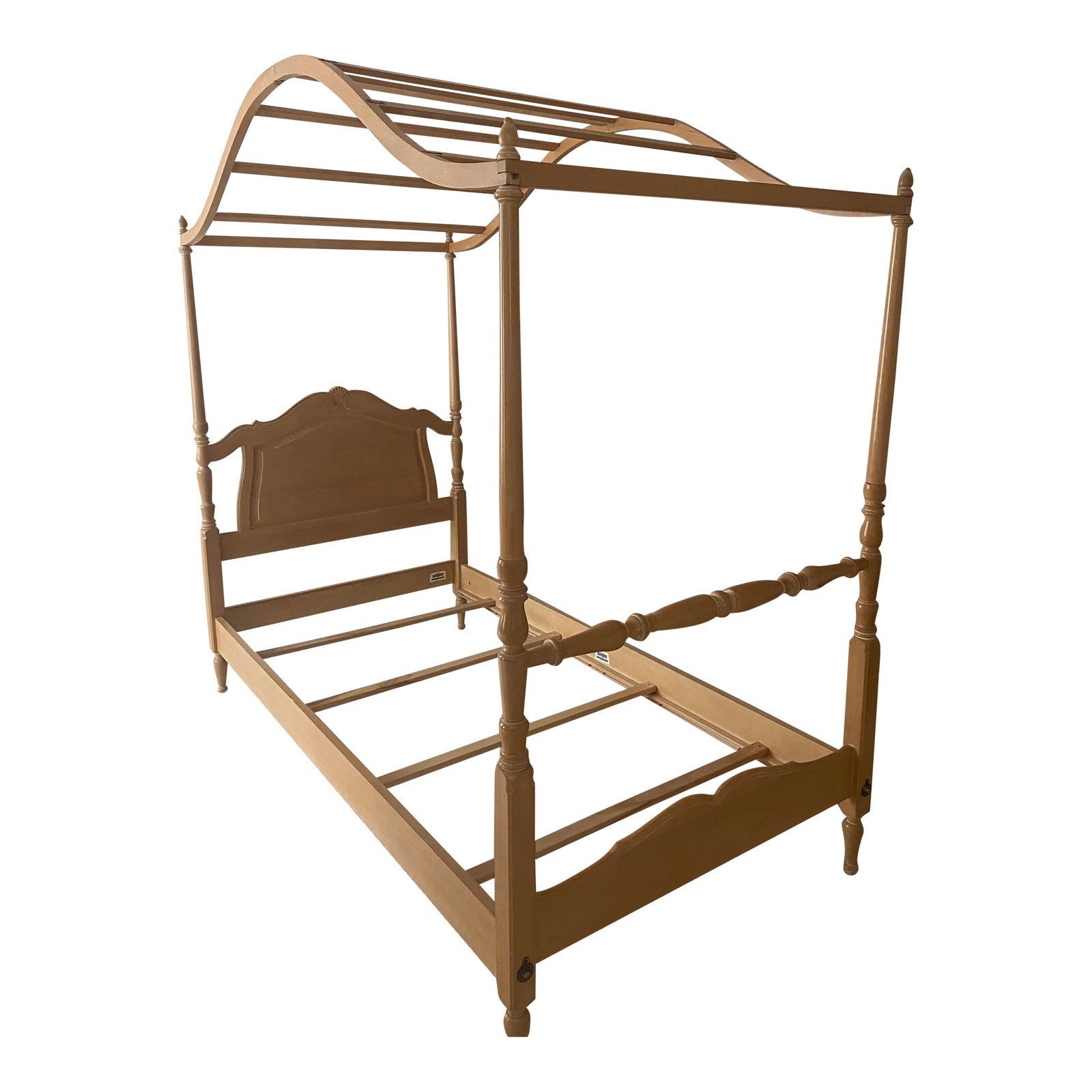 Late 20th Century Ethan Allen Vintage Country French Canopy Poster Twin Bed Bisque
