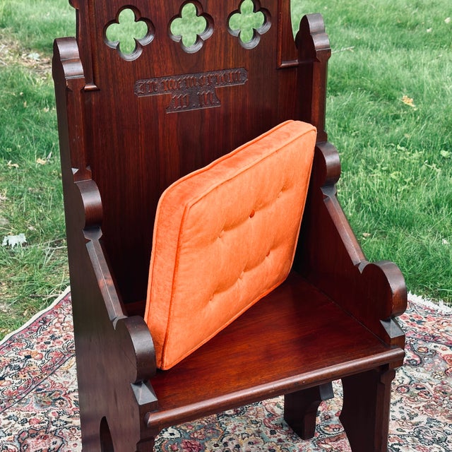 19th Century Solid Mahogany Gothic Cathedral Church Throne Chair With ...