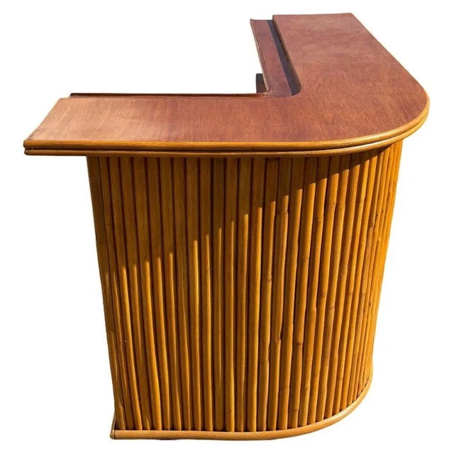1940s Restored Stacked Rattan & Mahogany L-Shaped Croner Bar | Chairish