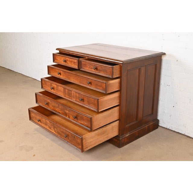 Antique Victorian Walnut Architect's Blueprint Flat File Cabinet or ...