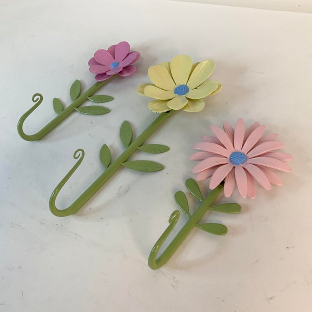 1980s Vintage French Art Nouveau Pop Art Iron Tole Flower Wall Hooks ...