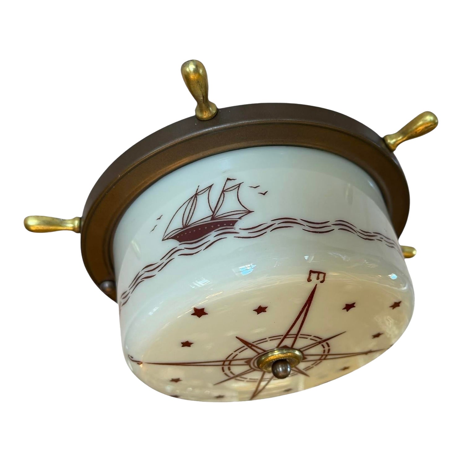 Mid 19th Century Mid-Century Modern Nautical Sailing Compass Flushmount ...