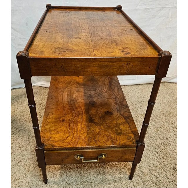 Early 20th Century Vintage Baker Furniture Two-Tiered Burl Wood Side Table | Chairish