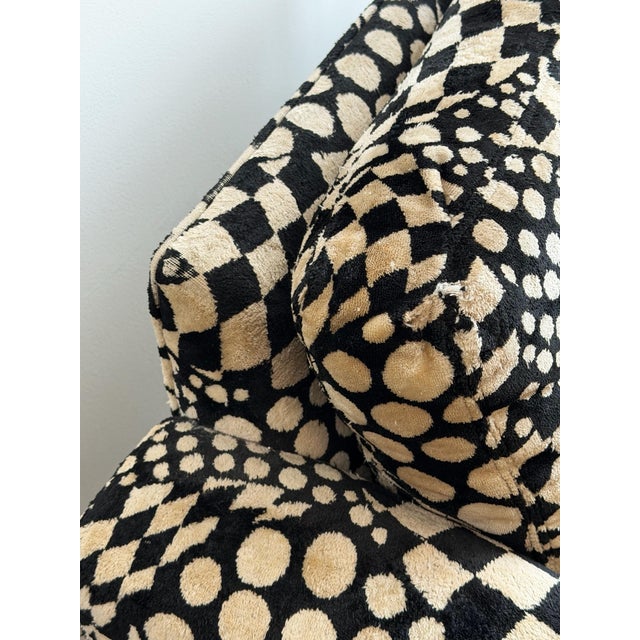 Chrome and Optical Velvet Chair by Milo Baughmann | Chairish