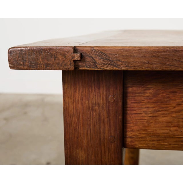 Country English Provincial Oak Farmhouse Trestle Dining Table | Chairish