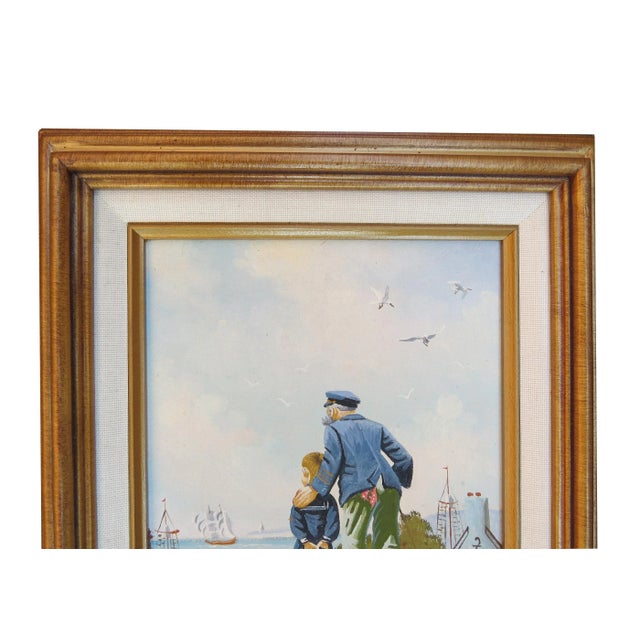 Original C. Manuel Oil on Board Featuring a Harbor Scene | Chairish
