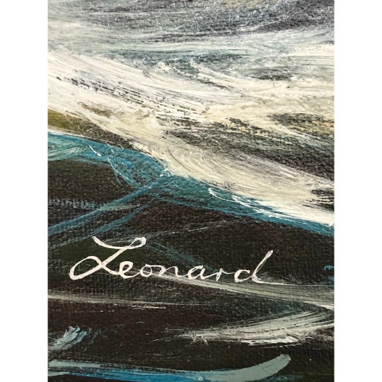 Vintage Nautical Seascape Oil Painting Signed by Leonard, Framed | Chairish