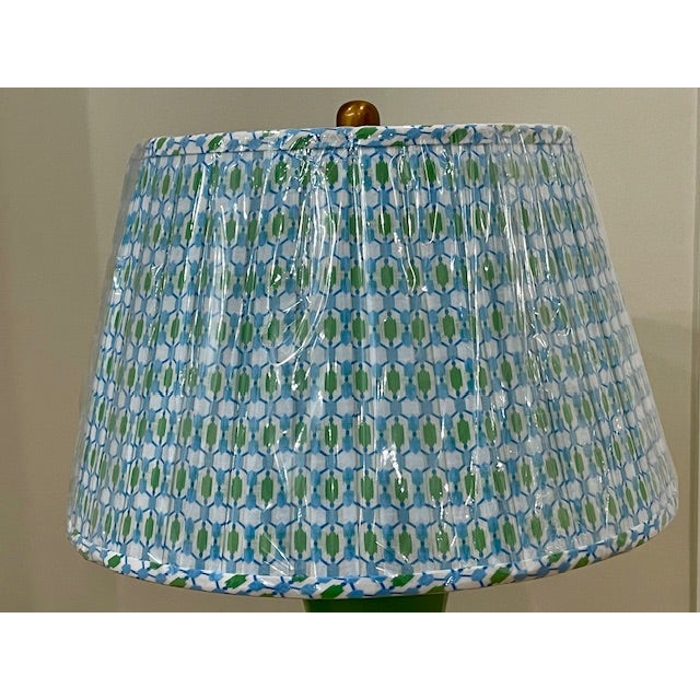 Green Triple Gourd Lamp Table Lamp With Custom Pleated Shade | Chairish