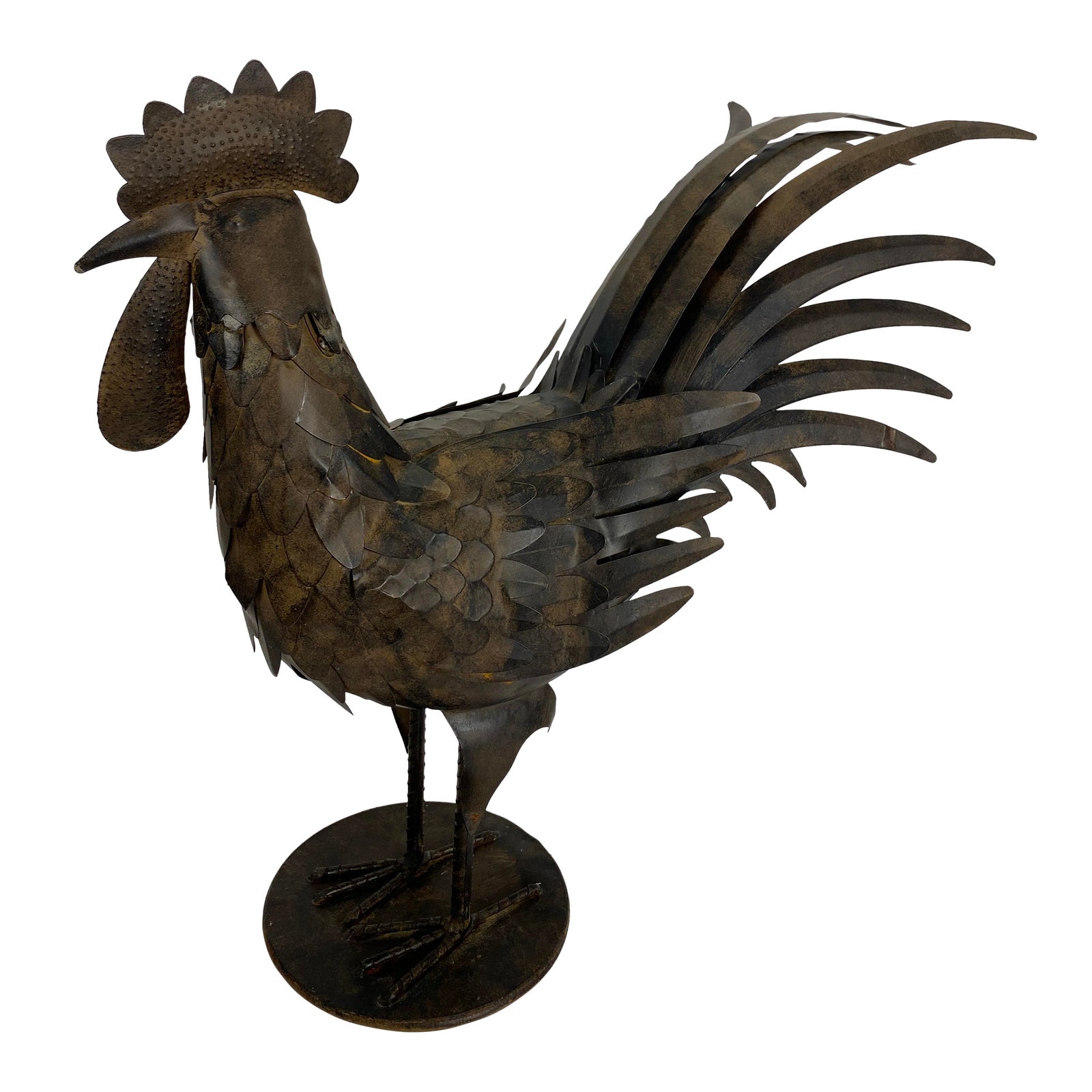 French Patinated Metal Rooster Sculpture, Gérard Bouvier Style ...