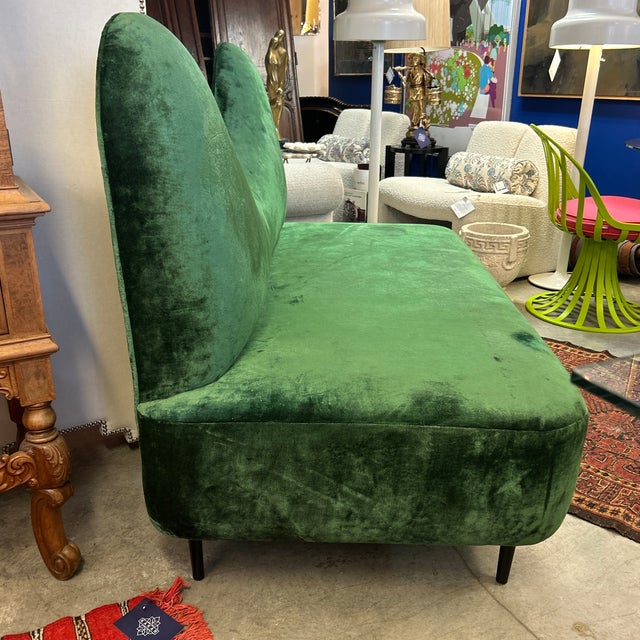 Mid Century Rich Emerald Color Settee/ Sofa Restored | Chairish