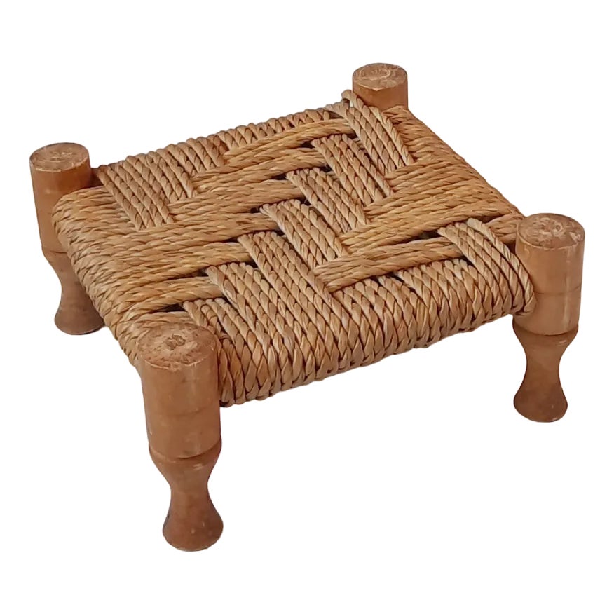 Wood and Rope Footstool, 1960s | Chairish
