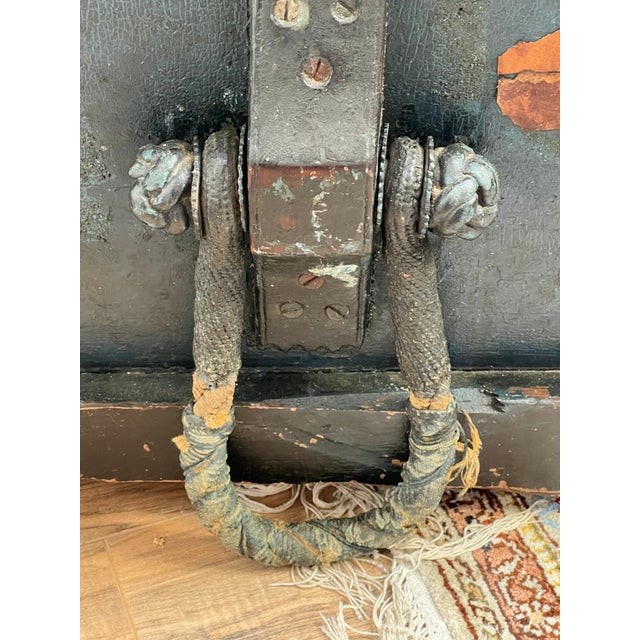 Antique Early 19th Century Becketed Maine Sea Chest in Original Blue ...