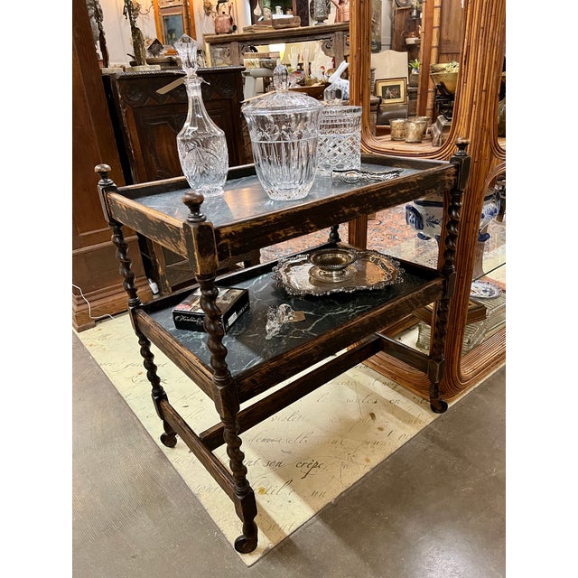 Mid 20th Century Vintage Barley Twist Rolling Tea/Bar Cart | Chairish