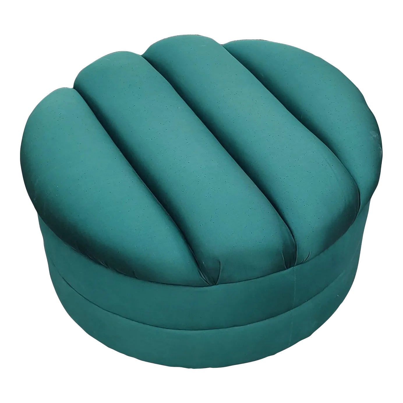 1980s Emerald Channeled Ottoman | Chairish