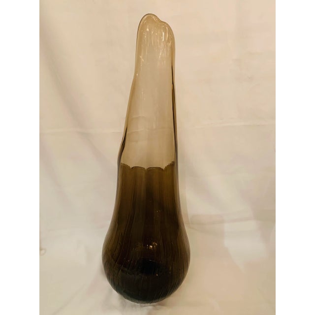 Vintage Fayette-Style Oversized “Gourd Art” Glass Vase in a Smokey ...