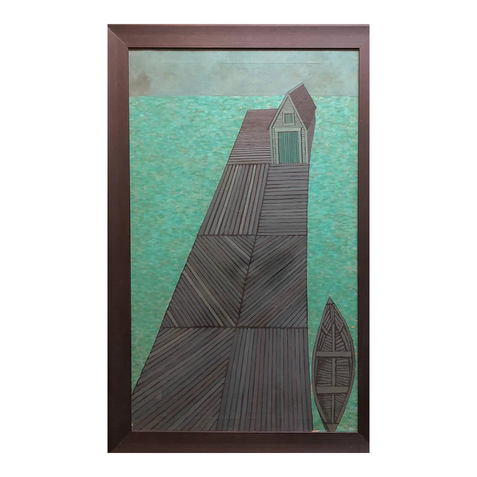 Judith Shahn, Modernist Oil Painting Abstract Dock with Boat Judith ...