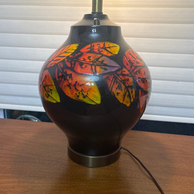 1940s Gorgeous Moorcroft Pottery Black Vase With Orange and Yellow Lamp ...